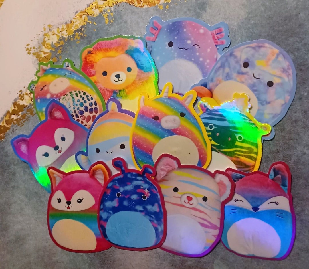 Squishmallow 12pc Sticker Set, Holographic Waterproof Stickers ...