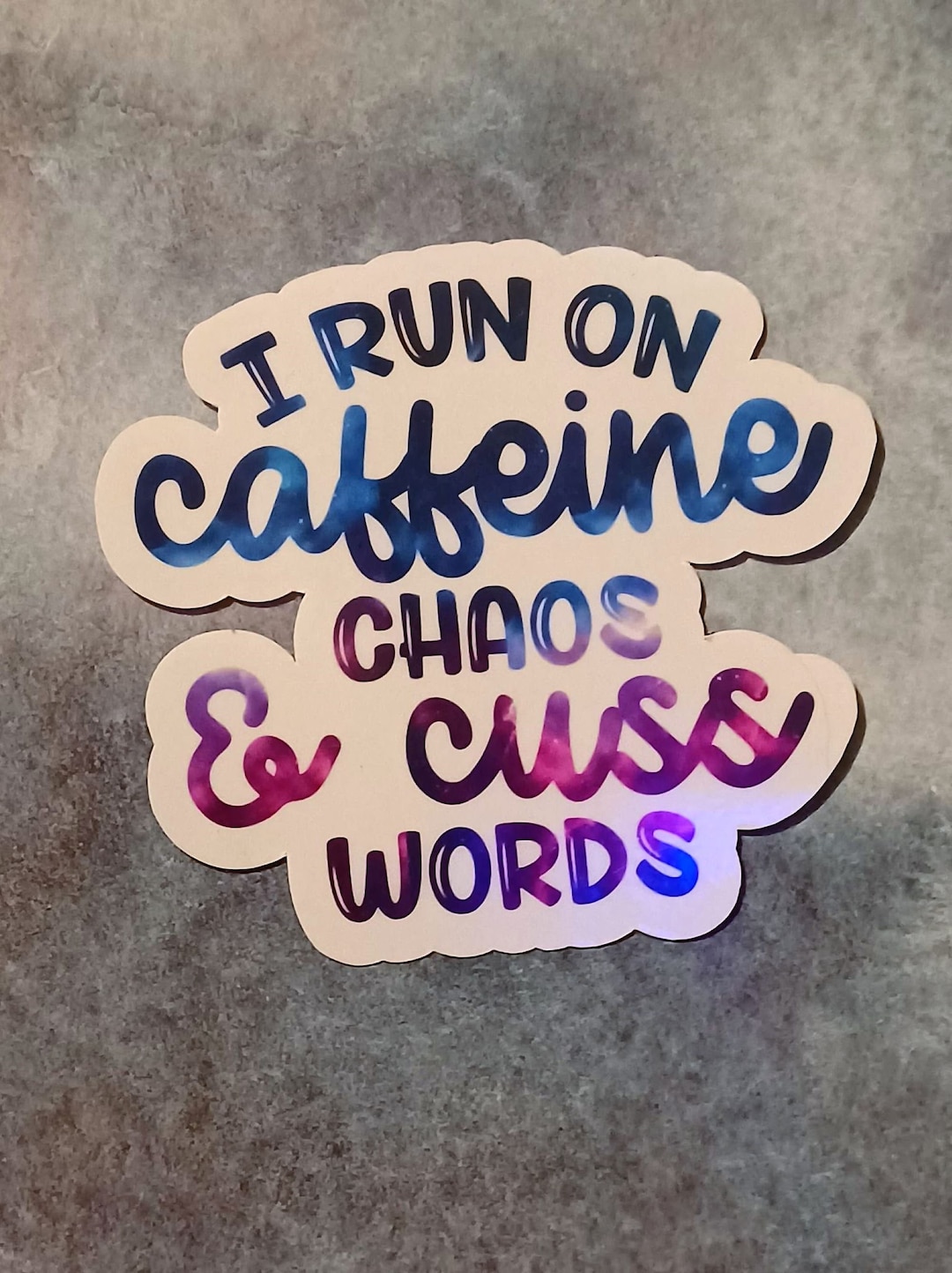 Coffee and Cuss Words, Glossy, Holographic Sticker Waterproof ...
