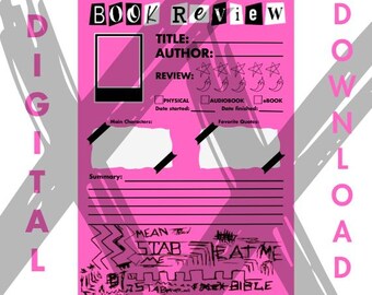 Pink Book Review Template, Cute Pink Book Review Printable, PDF ...