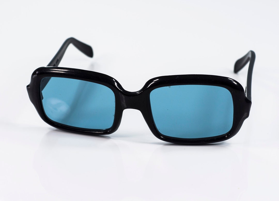 Vintage Sunglasses, Original Square Glasses With Blue Lenses, Old ...