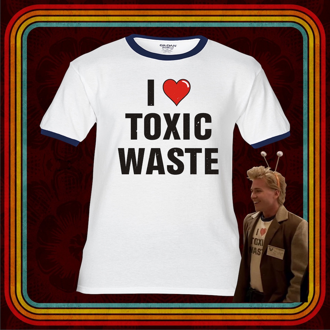 I Heart TOXIC WASTE - Distressed Design T-shirt - Adult Premium Ringers ...