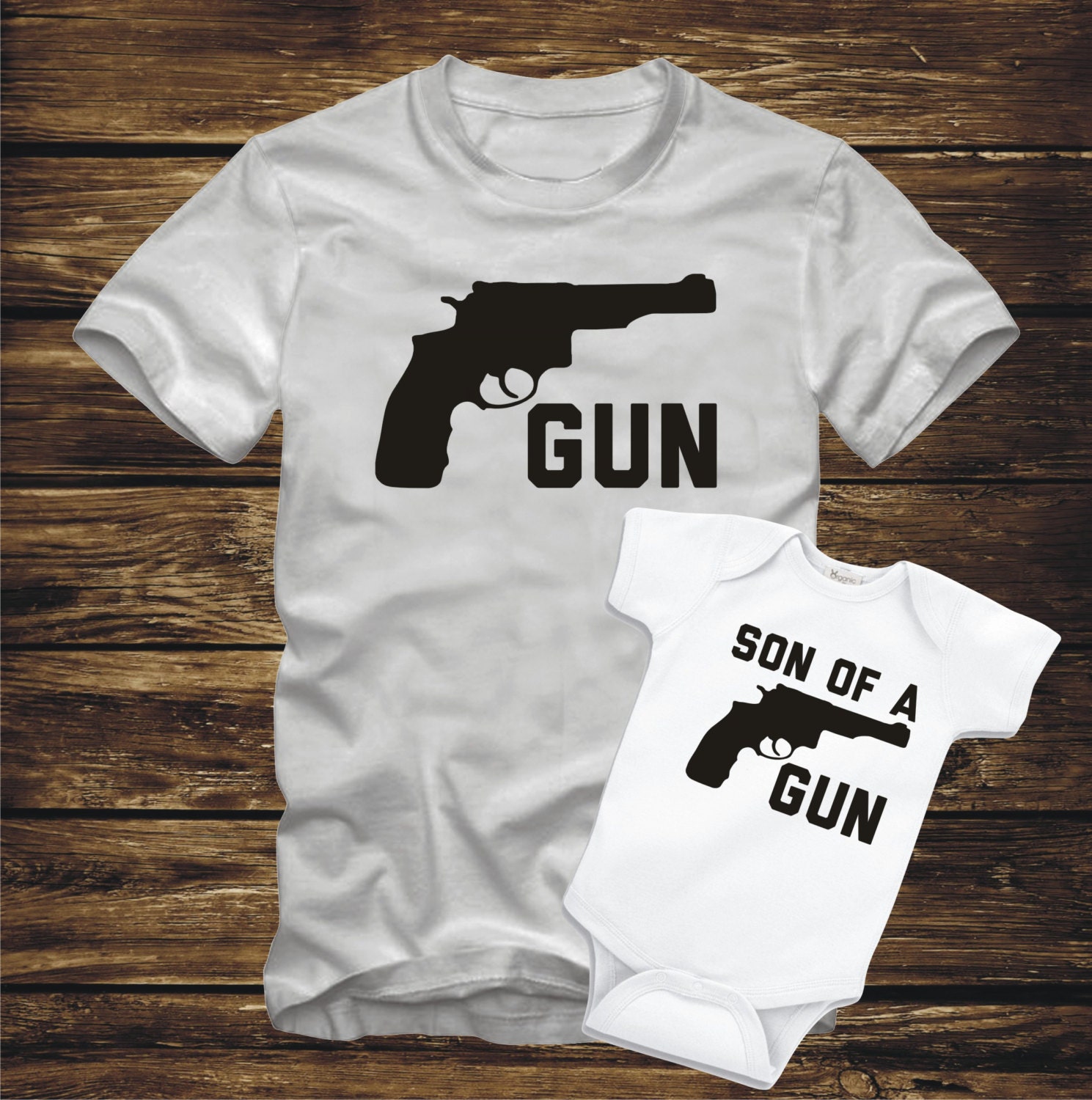 MATCHING Gun Son of a Gun parent Pistol Father Mother Kid - Etsy