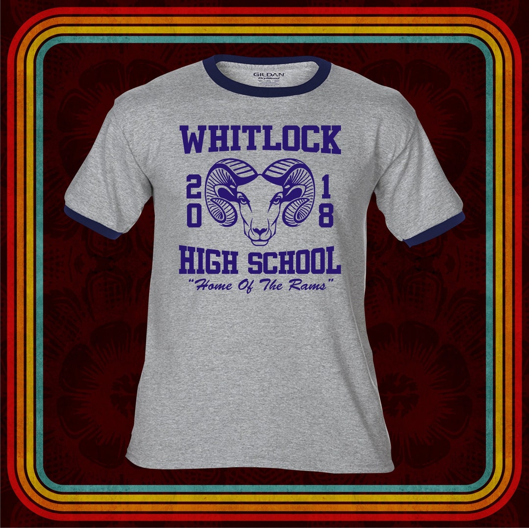 WHITLOCK HIGH SCHOOL Home of the Rams T-shirt - Adult Premium Ringers ...