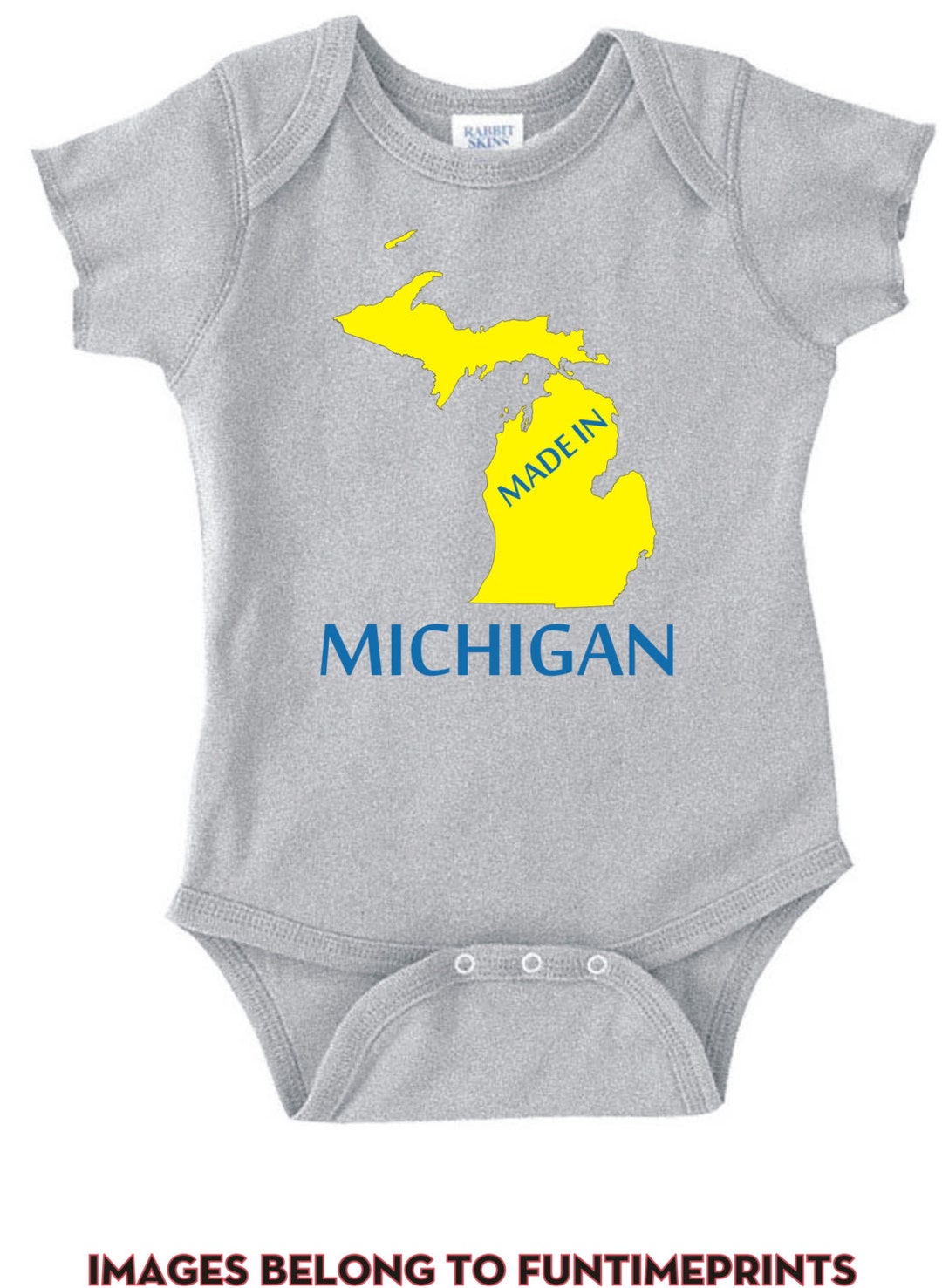 MADE IN MICHIGAN -fun State Map T-shirt or Bodysuit -funny University ...