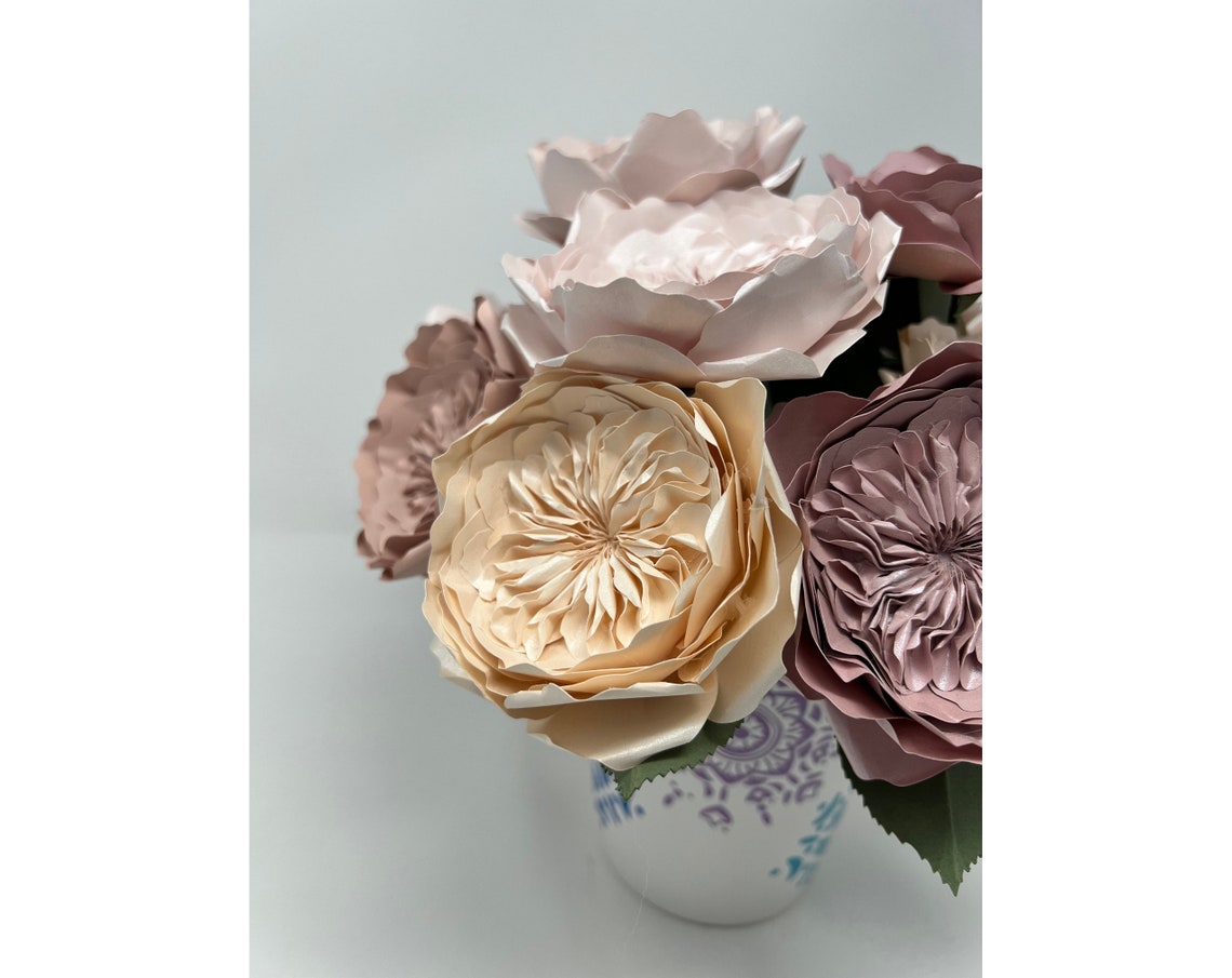 Garden Rose Paper Flower Bouquet 13 Stems Paper Flower - Etsy