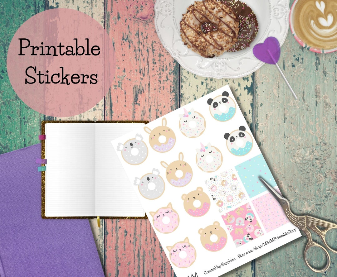 Printable Stickers US Letter Size PDF Digital Download Cute - Etsy