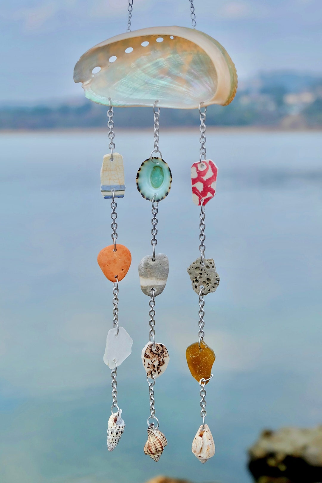 Seaside Symphony Suncatcher Unique Wind Chimes Shell Coastal Wind ...