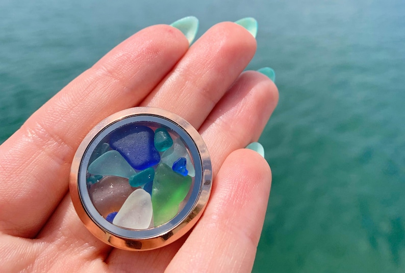 Ocean Necklace Seaglass Jewelry Gifts for Mom Women Unique Birthday Gift for Her Sea Glass ...