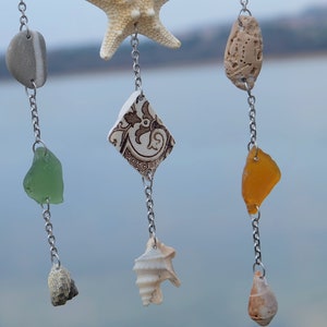 Shell Shoreline Suncatcher Starfish Mobile Sea Shell Sea Glass Mobile ...