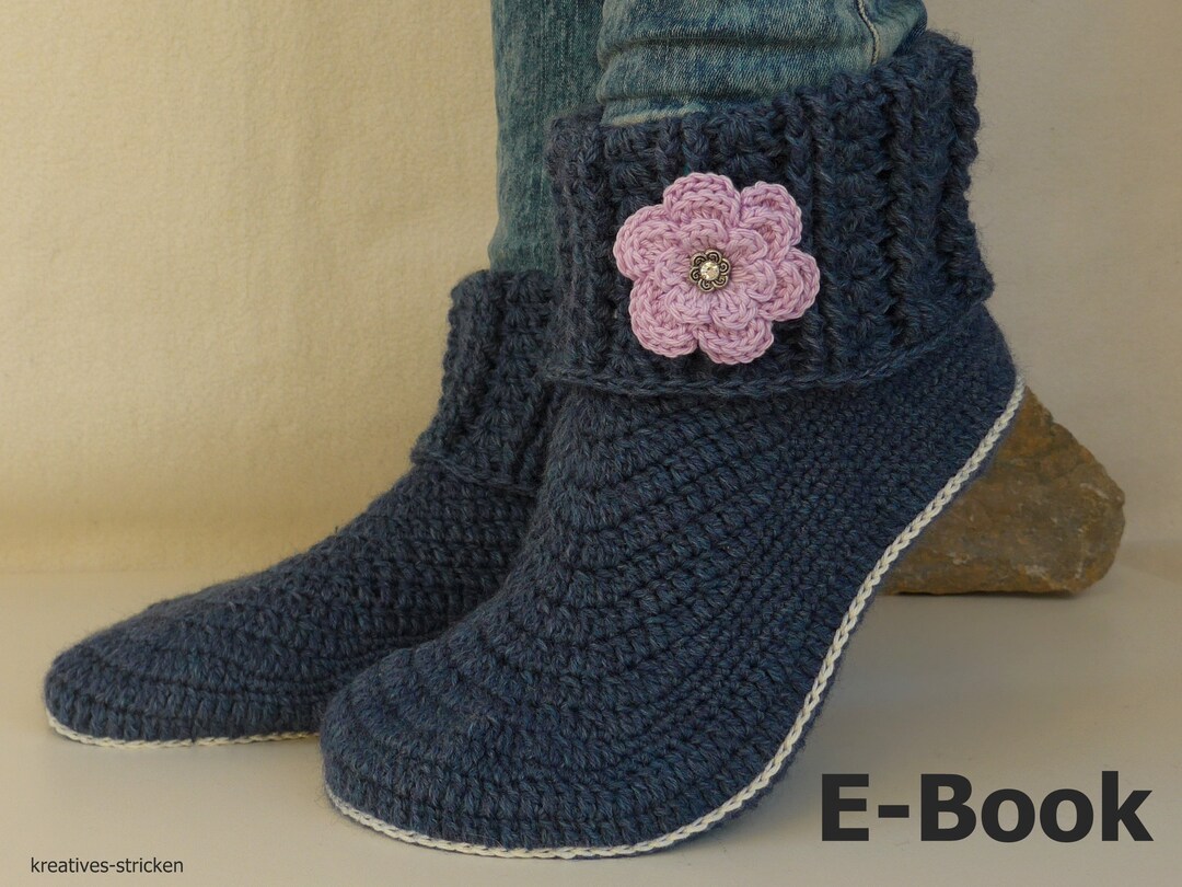 E-book: Crochet Pattern Slippers 2 Wearing Options, German and English ...