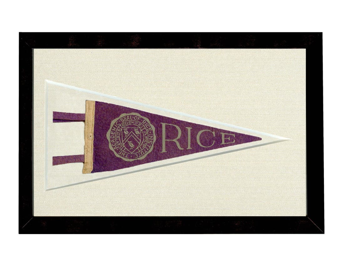 Vintage Rice University Pennant circa 1950s - Etsy