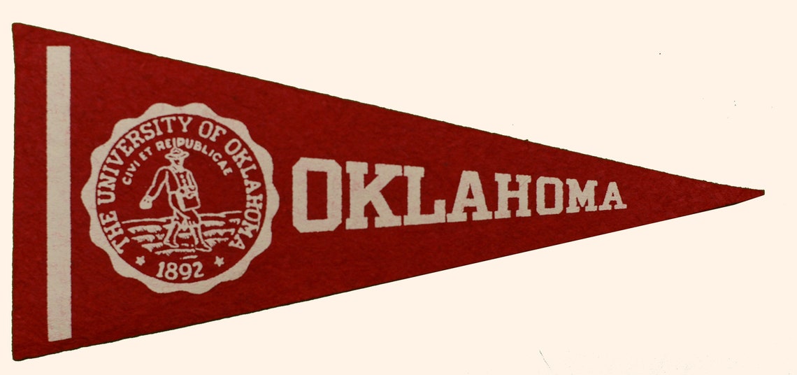 Vintage University of Oklahoma Pennant "circa 1950s" - Etsy