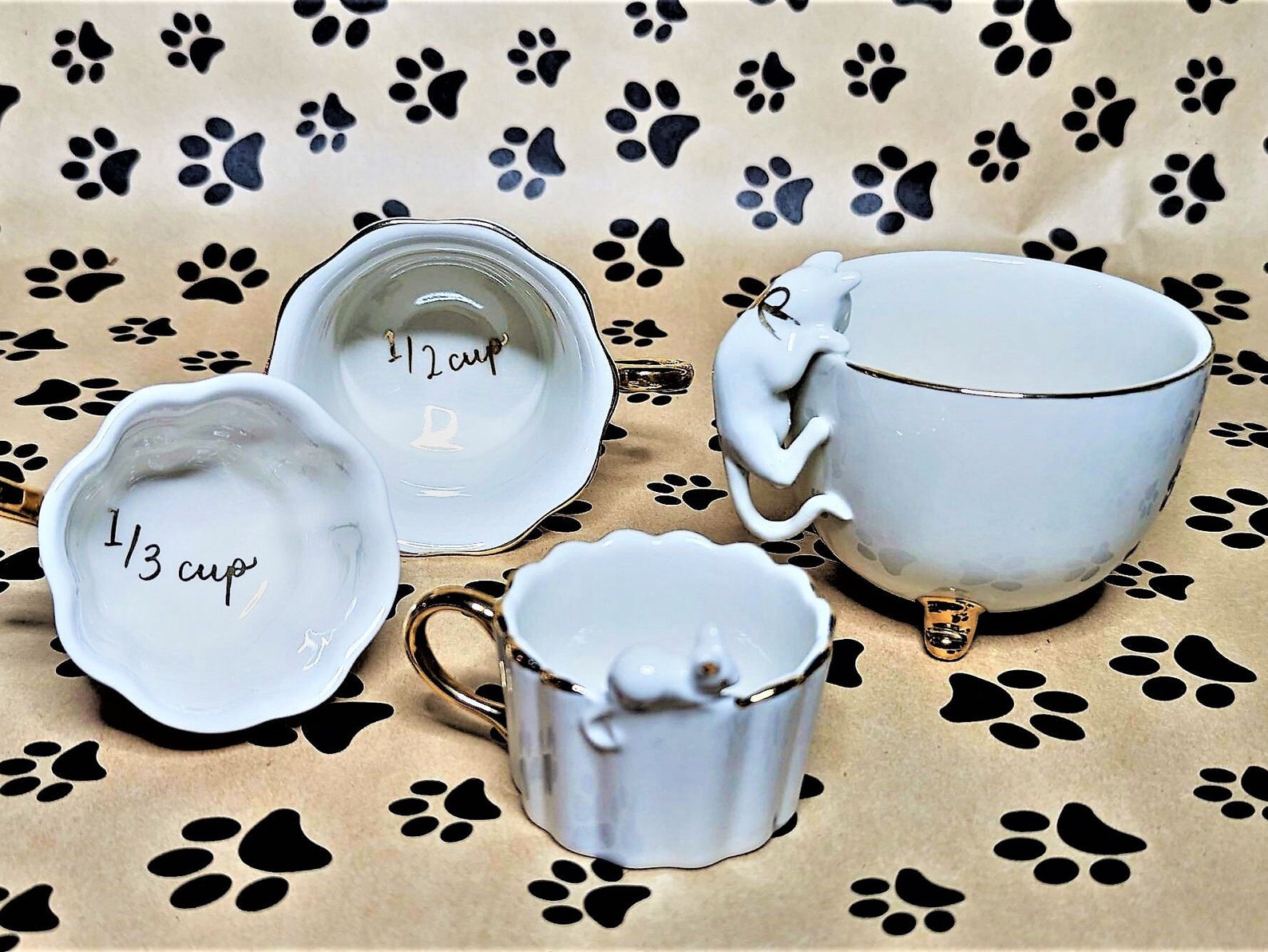4-piece Cat & Mouse Measuring Cup Set Vintage Cat Lover's Measuring ...