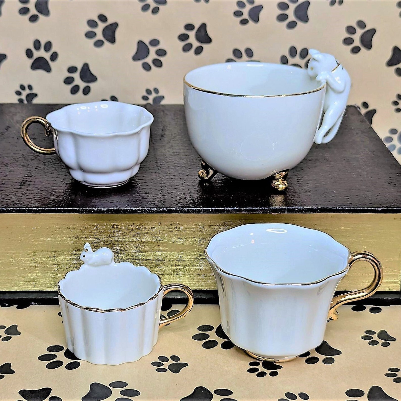 4-piece Cat & Mouse Measuring Cup Set Vintage Cat Lover's Measuring ...