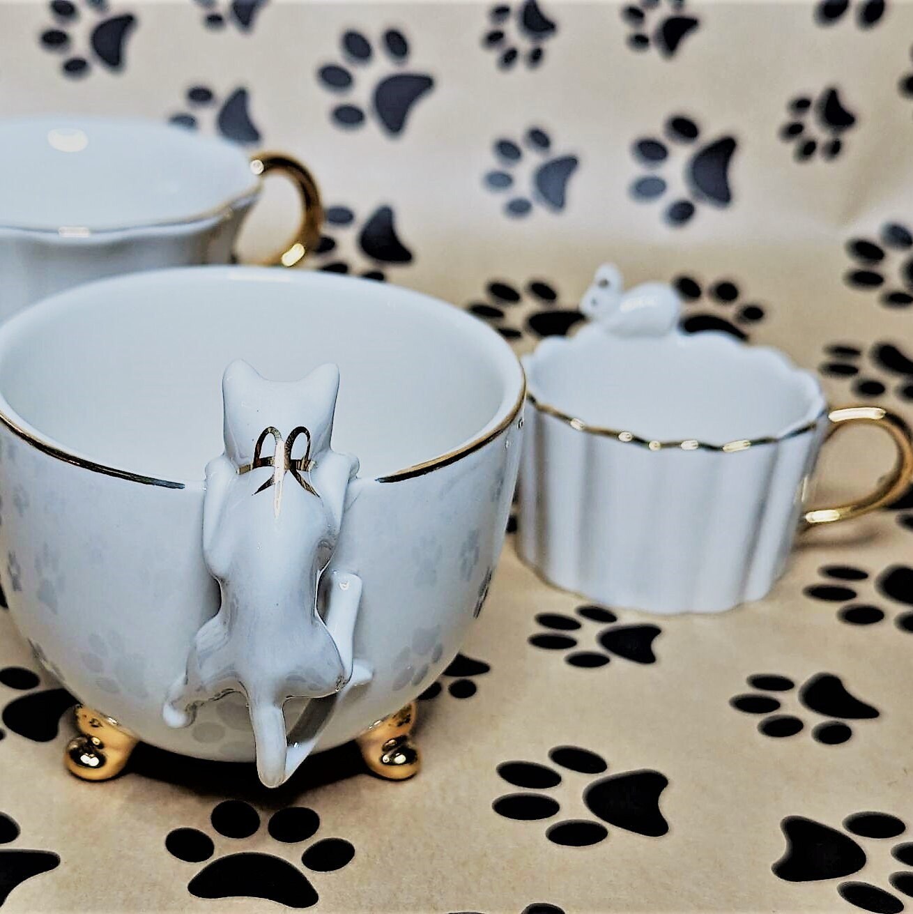 4-piece Cat & Mouse Measuring Cup Set Vintage Cat Lover's Measuring ...