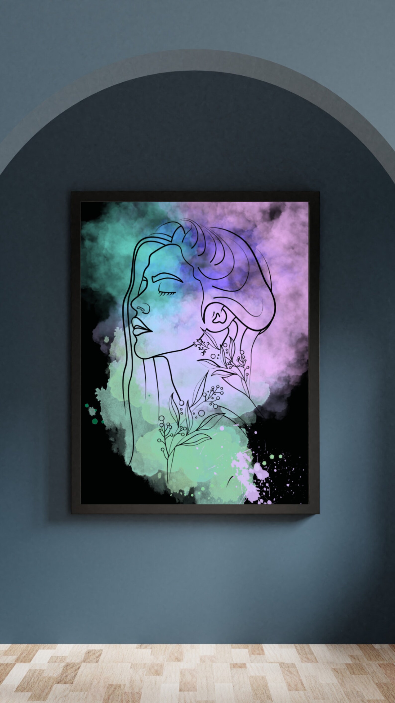 Purple Paint Splatter Side Profile Tree Outline - Instant Download ...