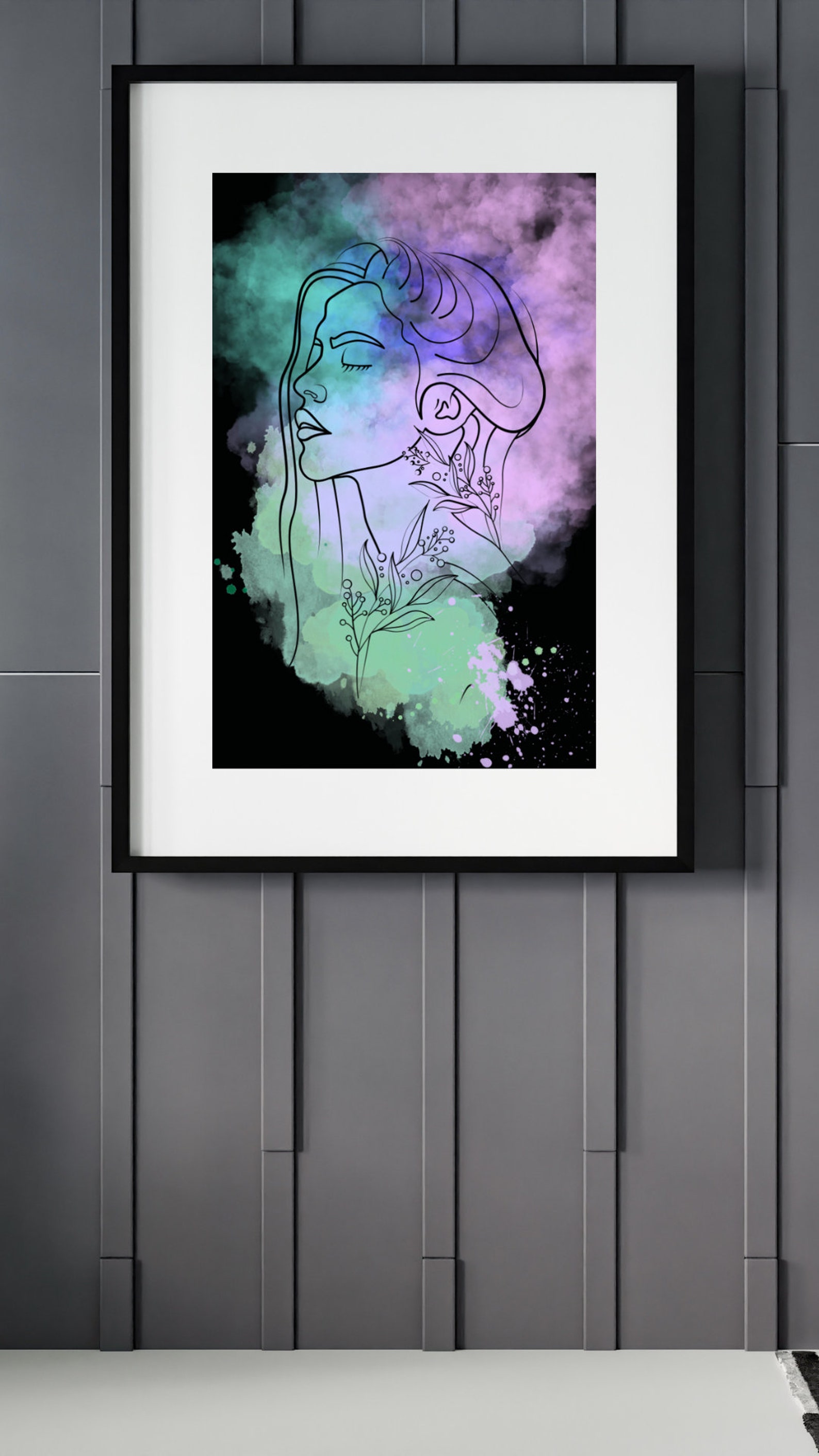 Purple Paint Splatter Side Profile Tree Outline - Instant Download ...