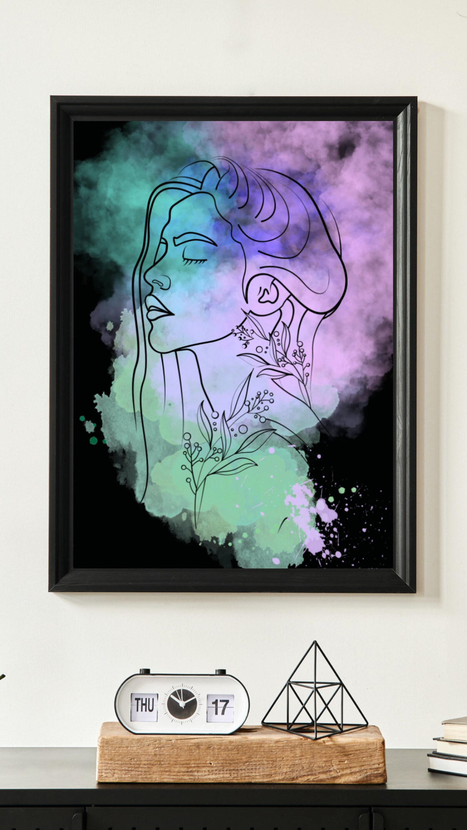 Purple Paint Splatter Side Profile Tree Outline - Instant Download ...