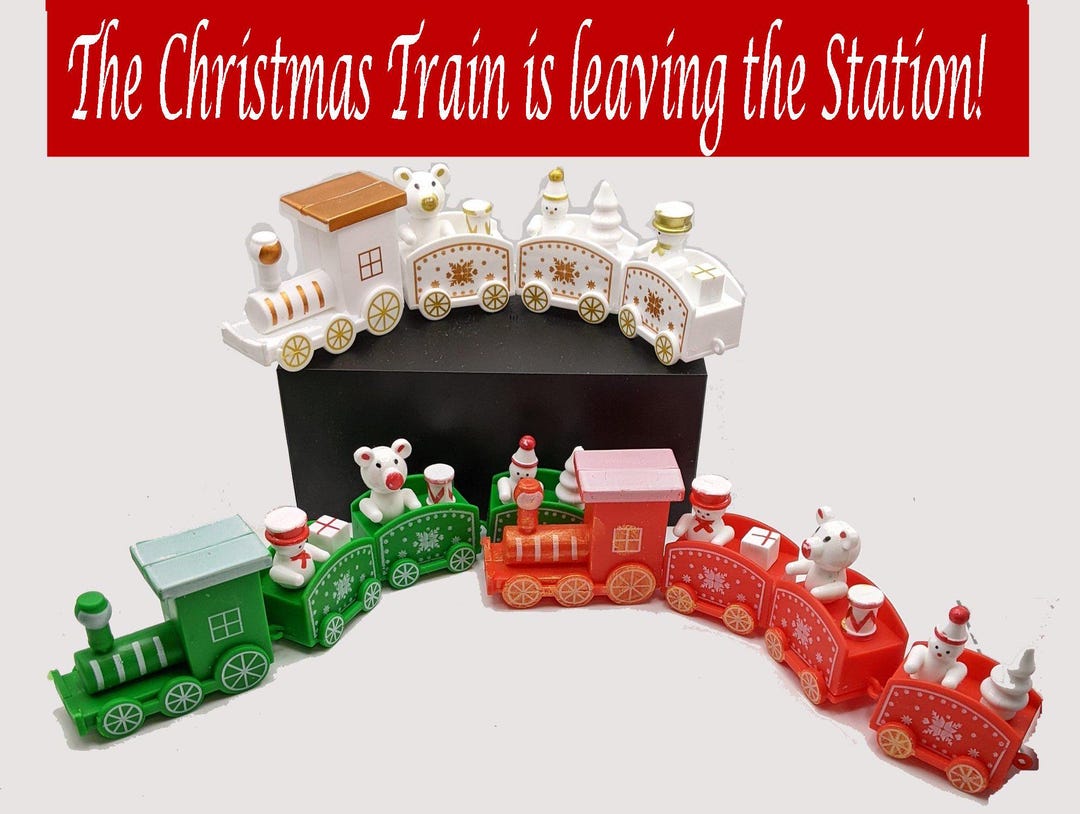 Miniature Christmas Train Plastic Adjustable Red Green White - Etsy