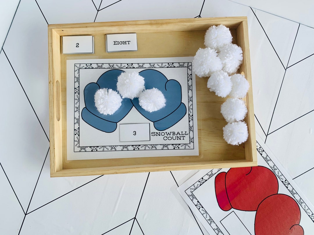 Montessori Snow Ball Count Pom Pom Counting Game - Etsy