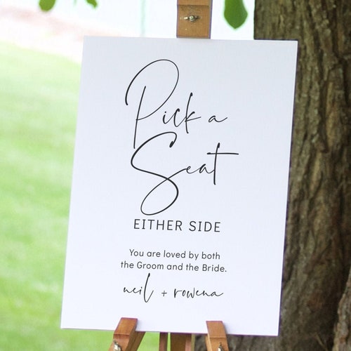 Downloadable Printable Pick a Seat Not a Side Wedding Sign - Etsy