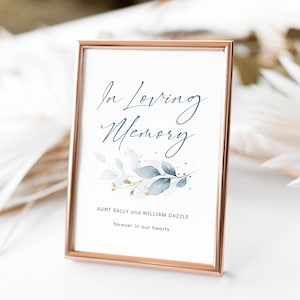 Dusty Blue in Loving Memory Sign, Blue Loving Memory Sign Template ...
