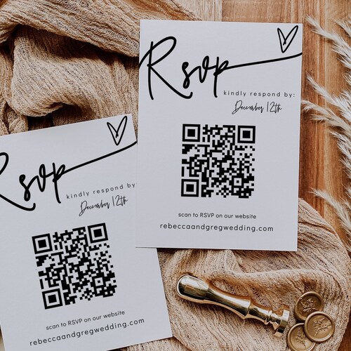 QR Code Rsvp Card Wedding Rsvp QR Code Scan to Rsvp Online | Etsy