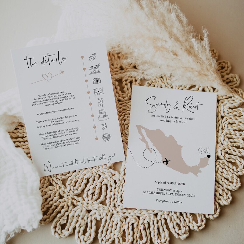 Destination Wedding Invitation Mexico - Etsy