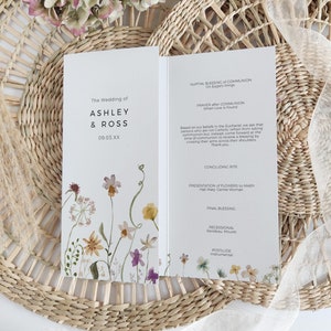 Wildflower Folded Wedding Program, Flower Wedding Order of Service ...
