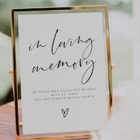 Elegant in Loving Memory Sign Template: Wedding Memorial Table ...