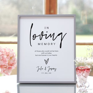 In Loving Memory Sign, Printable Memorial Sign, Memory Table Signs ...