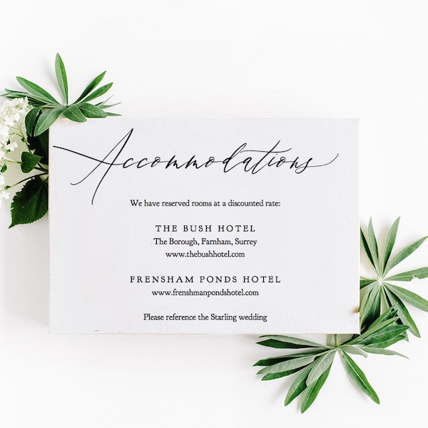 Accommodation Cards - Etsy