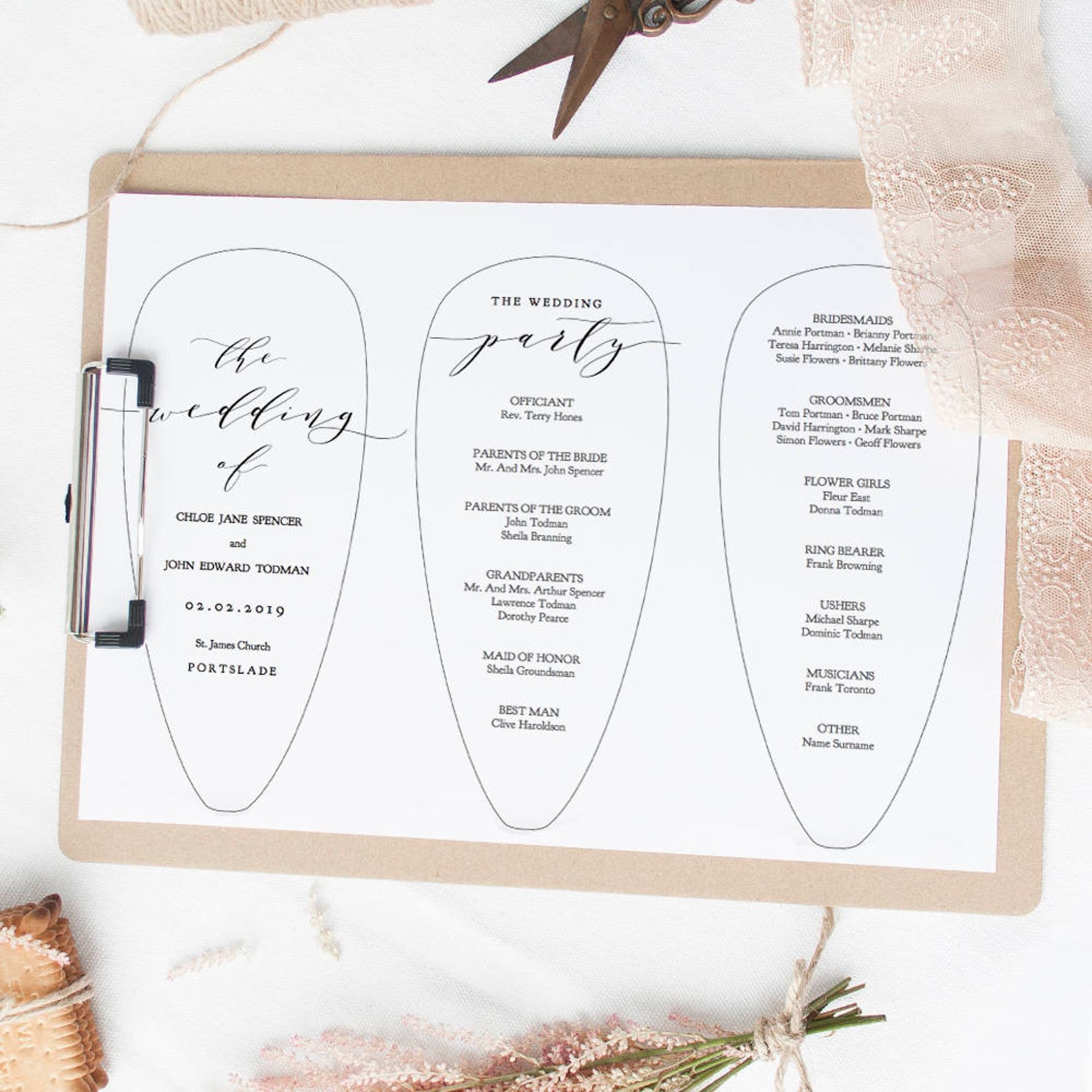 Fan Wedding Program Petal Fan program printable instant | Etsy