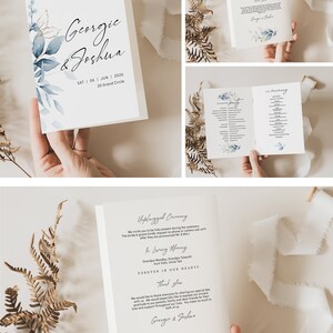 Dusty Blue Folded Wedding Program Booklets, Printable Blue Wedding ...