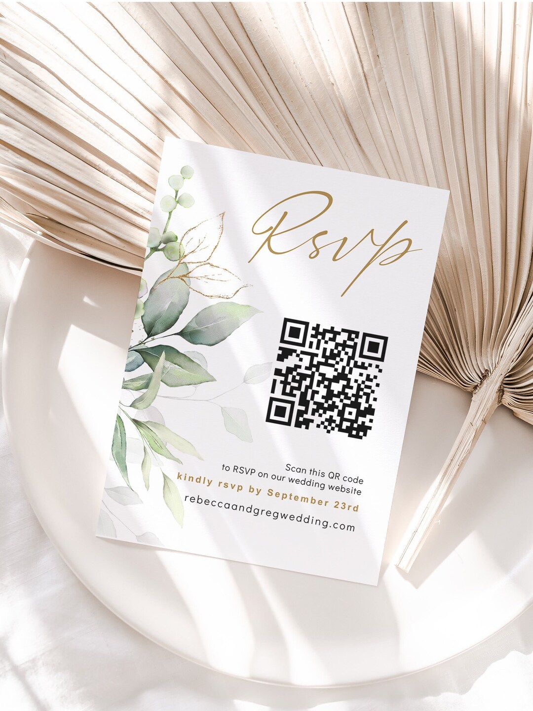 Rsvp Card With QR Code, Template for Wedding Rsvp, QR Code Wedding ...
