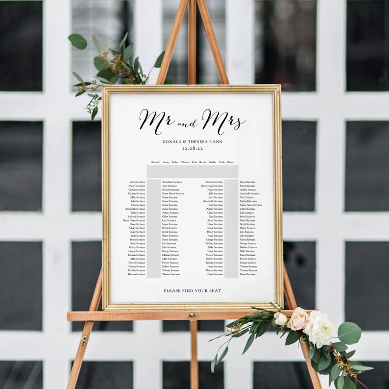 Horseshoe Seating Plan Template 2 Long Tables and One Top - Etsy UK