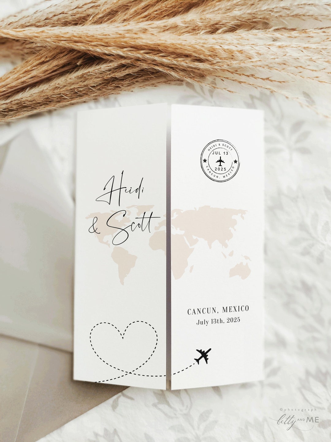 Destination Wedding Invitations Travel Inspired Folded - Etsy UK