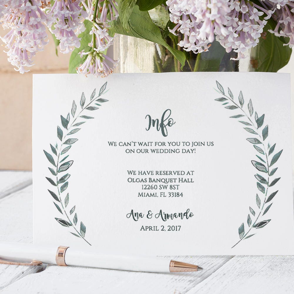 Wedding Rsvp Card Template Printable Rsvp Card Leaves Etsy