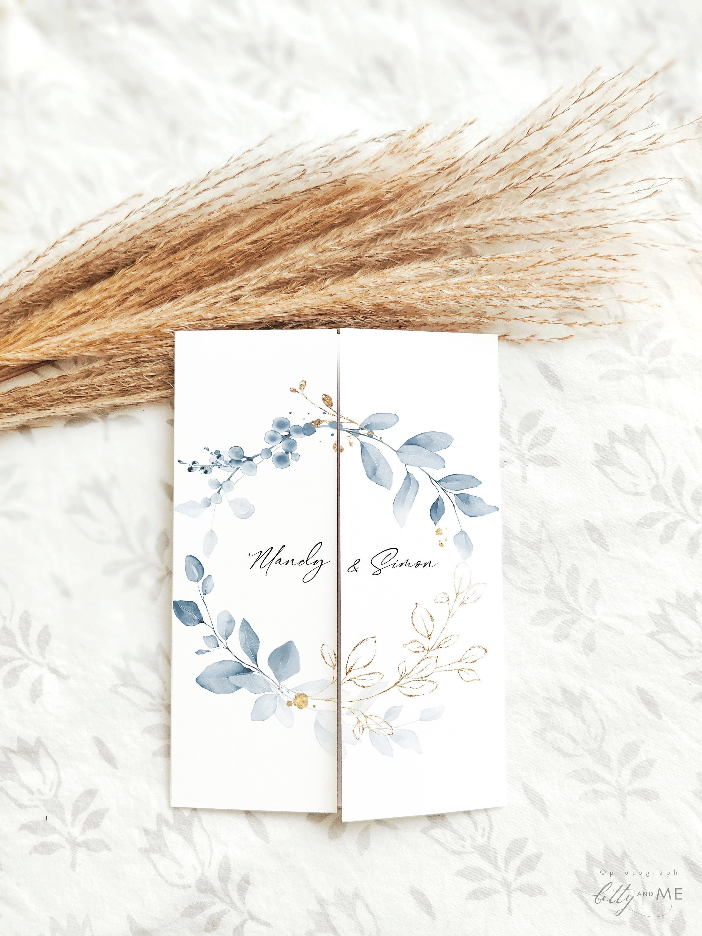 Dusty Blue Wedding Invitations, Templates for Gatefold Invitations ...