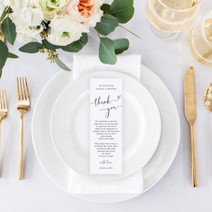 Printable Thank You Place Card, Minimalist Thank You Napkin Note, Table ...