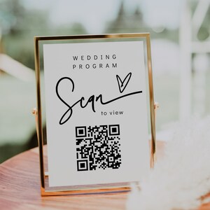 Wedding Program QR Code Sign Scan for Wedding Program - Etsy