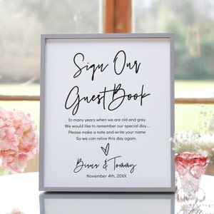 Sign Our Guest Book Sign, Printable Guest Book Signs, Alternative Guest ...