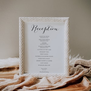 Reception Program, Printable DIY Wedding Reception Card in 10 Sizes ...