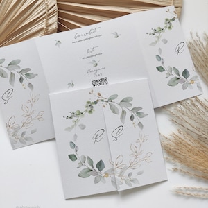 Square Wedding Invitations, Square Folded Wedding Invitations, Gatefold ...