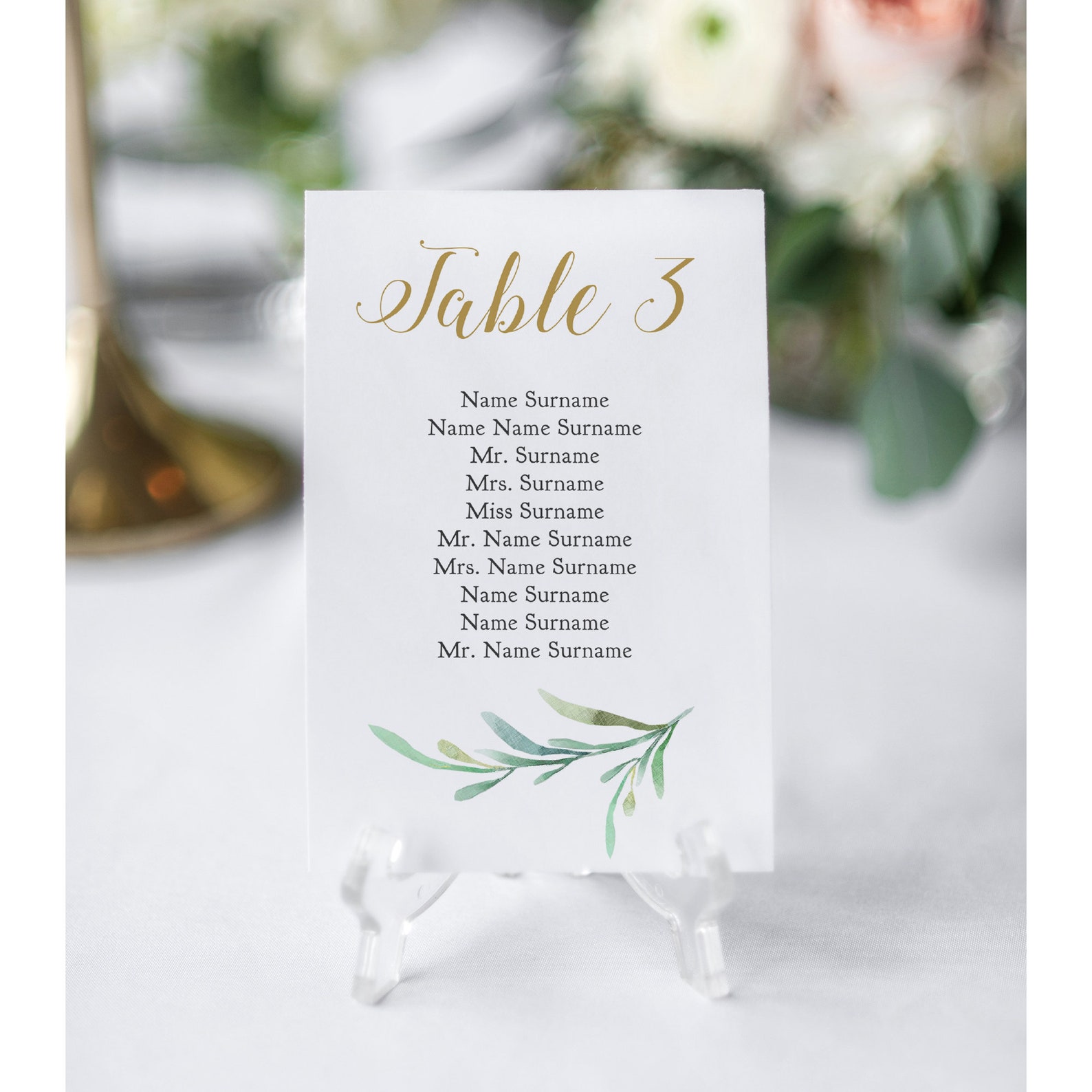 Table Seating Cards Greenery Wedding Seating Cards to Make - Etsy