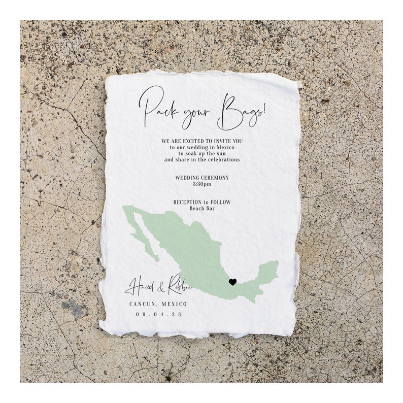 Destination Mexico Wedding Invitation Cancun Destination - Etsy