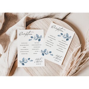 Dusty Blue Reception Program, Printable DIY Wedding Reception Cards ...
