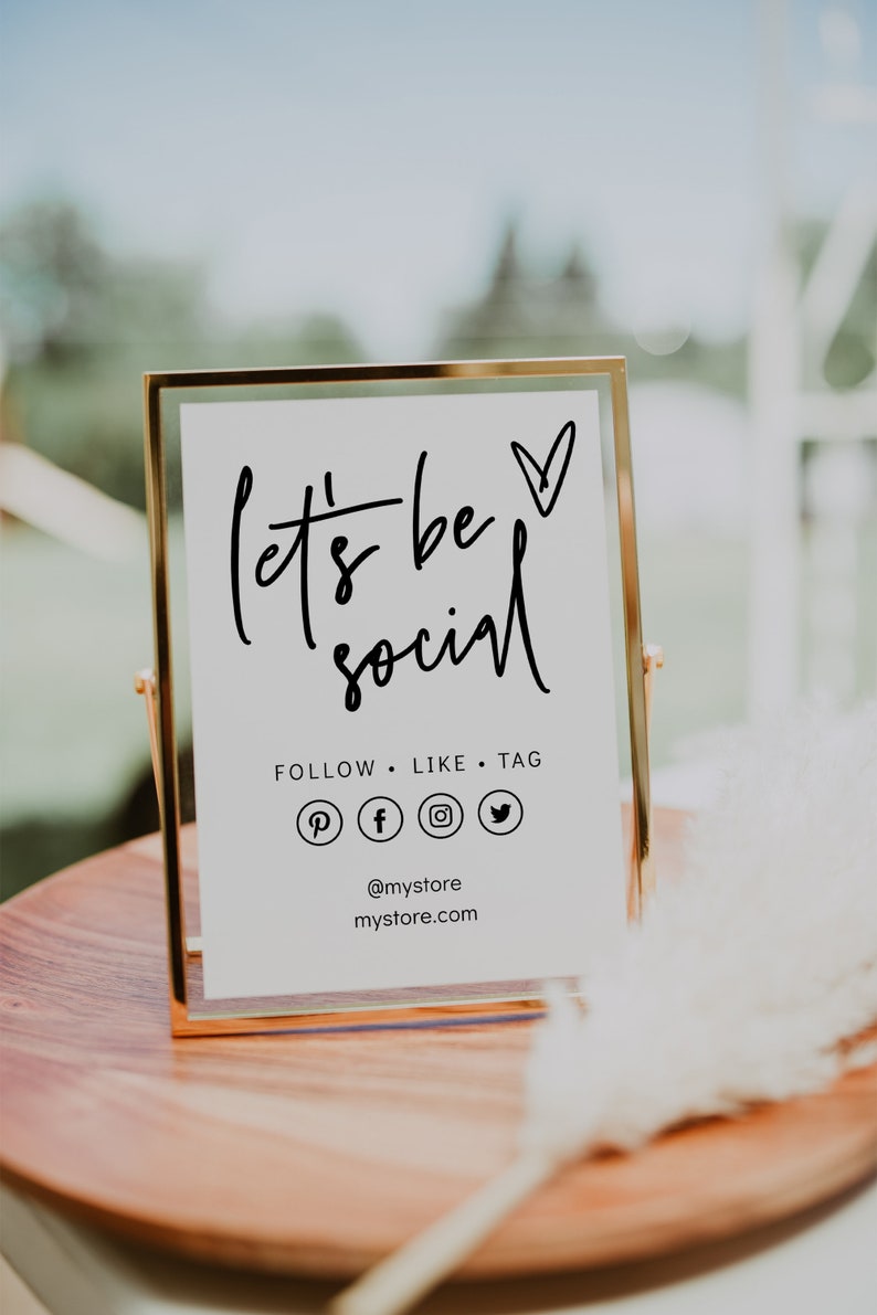Social Media Sign Printable Let's Be Social Sign Social - Etsy