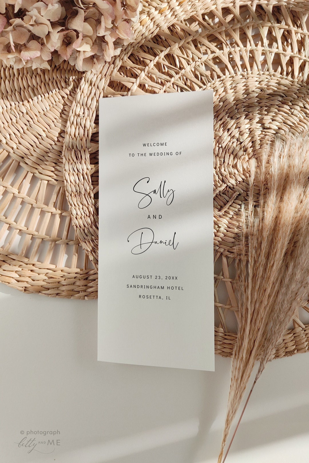 Bifold Wedding Program, Printable Folded Wedding Program, Minimalist ...