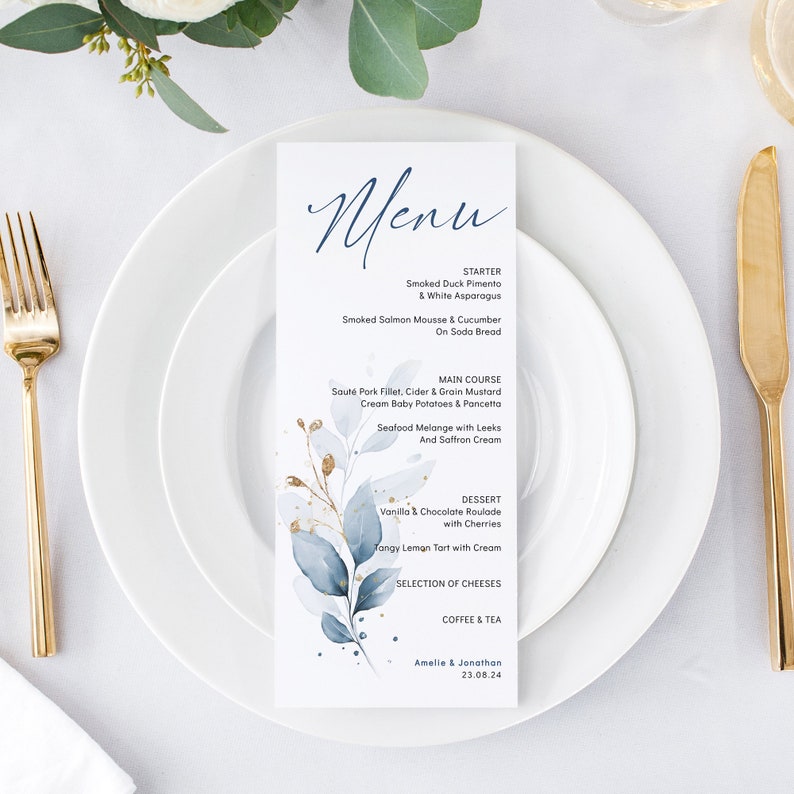 Dusty Blue Menu Cards Printable Wedding Menus Dusty Blue - Etsy
